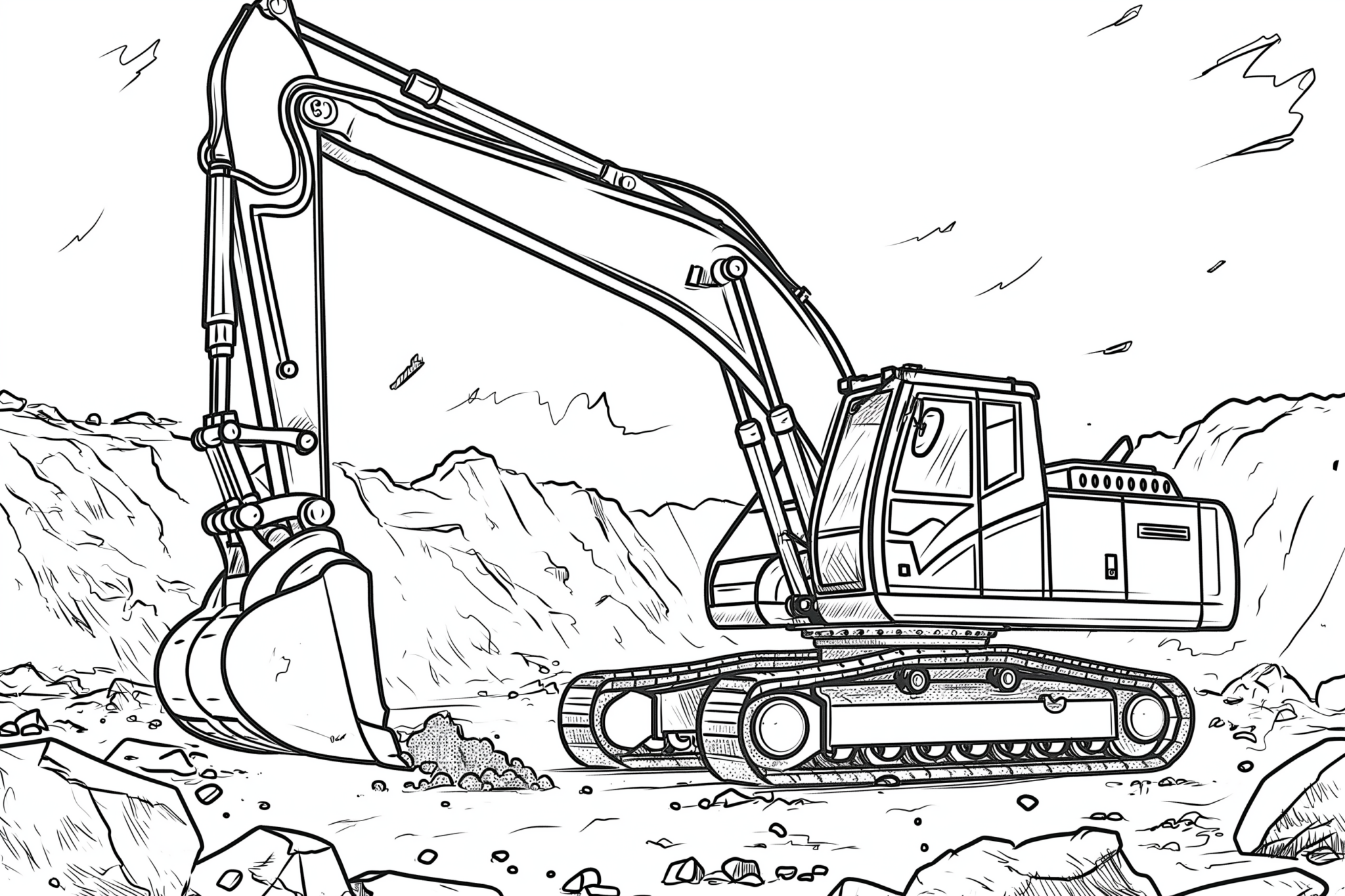 Excavators Colouring Pages - Printables
